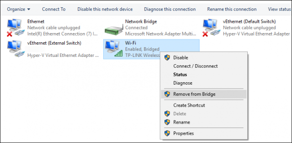 Wi-Fi: Enabled, Bridged. Can't Modify Network Connection Settings on ...