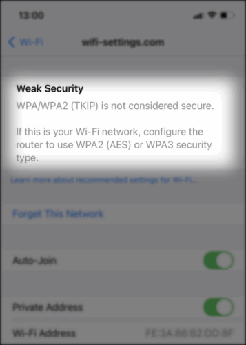 How to Fix Weak Security Wi-Fi Warning on iPhone with iOS 14 • Wi-Fi ...